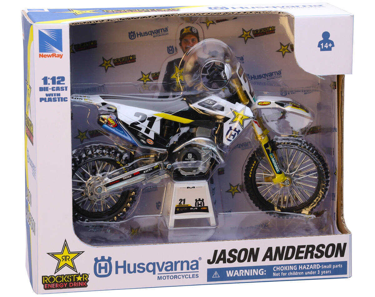 Moto NewRay Husqvarna 450 FC Rockstar Jason ANDERSON - Echelle 1/12°