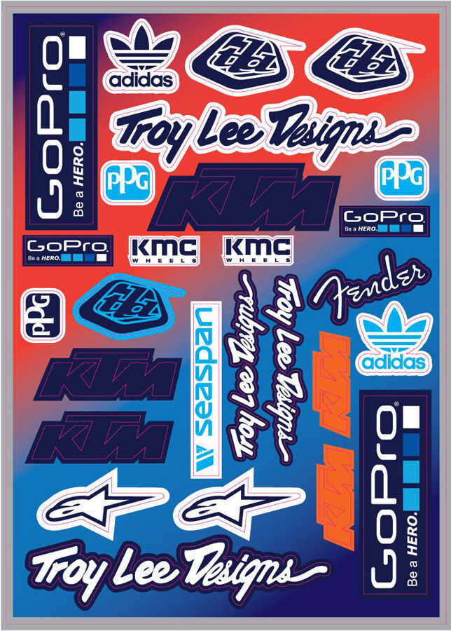 Planche d'autocollants Team KTM GoPro Troy Lee Designs