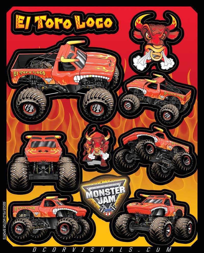 Planche d'autocollants D'Cor El Toro Loco Rouge